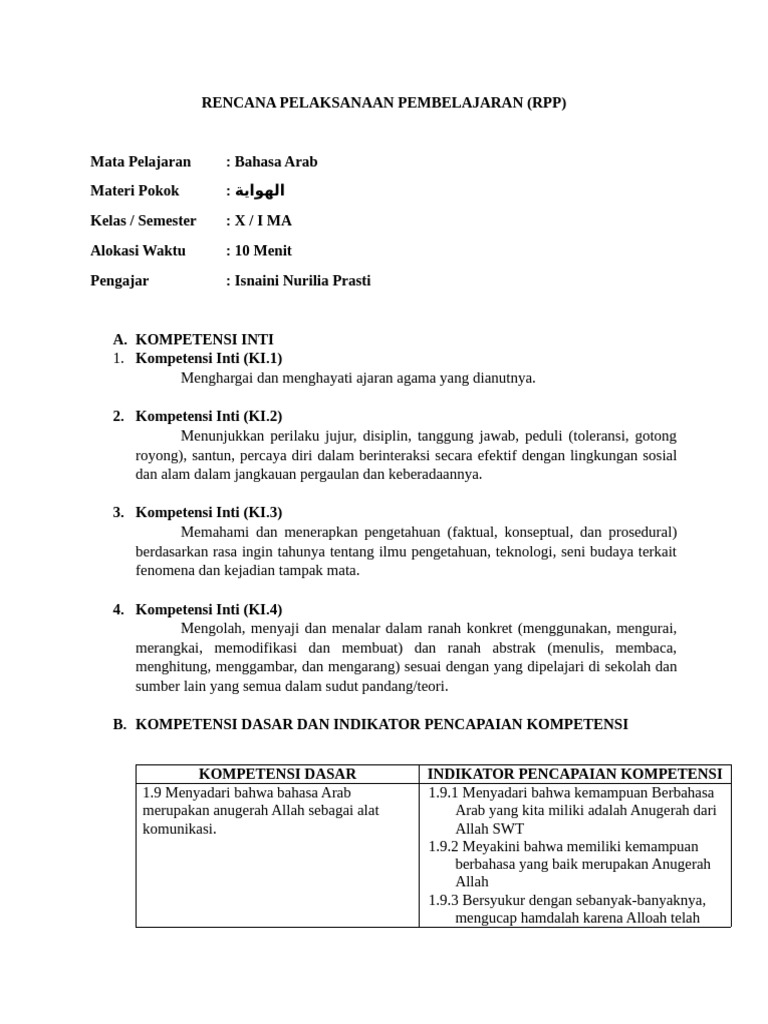 RPP-ISNAINI NURILIA PRASTI Fix | PDF