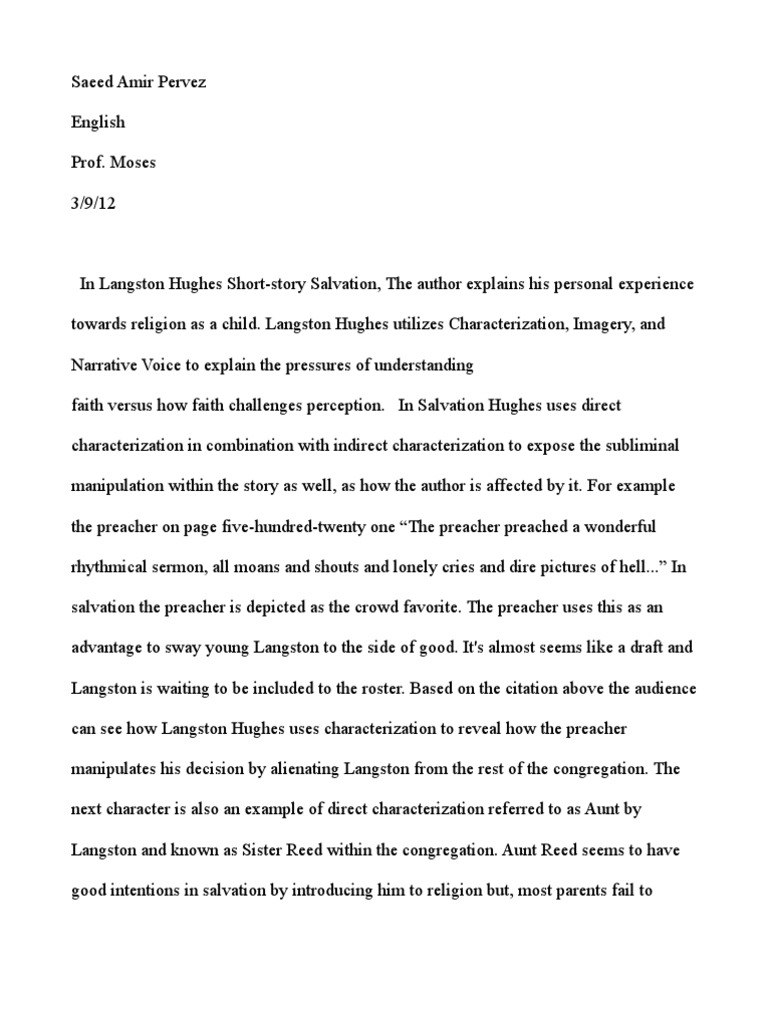 Salvation by Langston Hughes | PDF | Salvation | Sermon