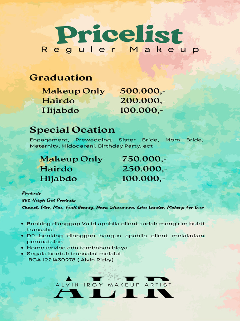 Makeup Services and Pricing Guide | PDF
