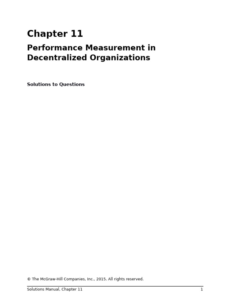 PDF Performance Measurement in Decentralized Organizations Solutions To Questions Compress | PDF ...