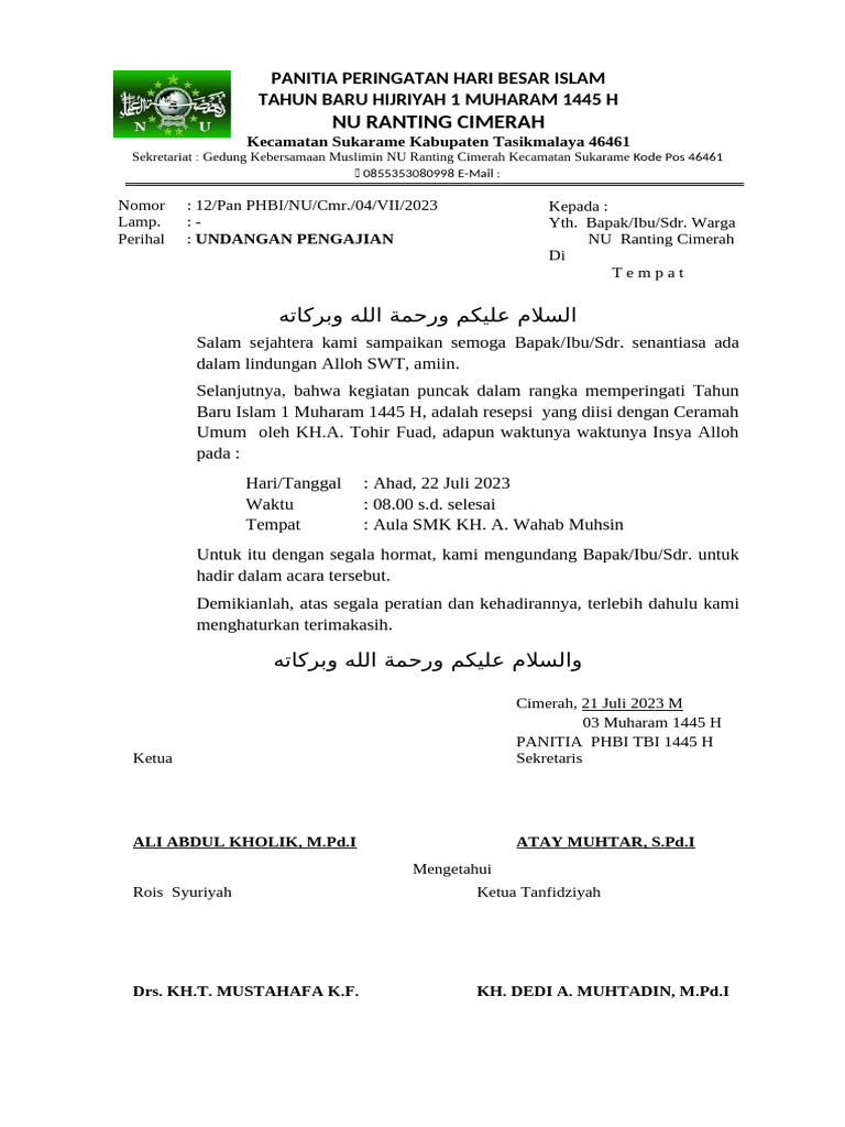 Undangan Pengajian | PDF