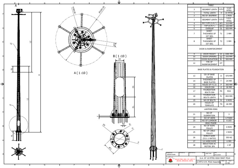 High Mast Light Foundation Drawing | PDF | Manufactured Goods