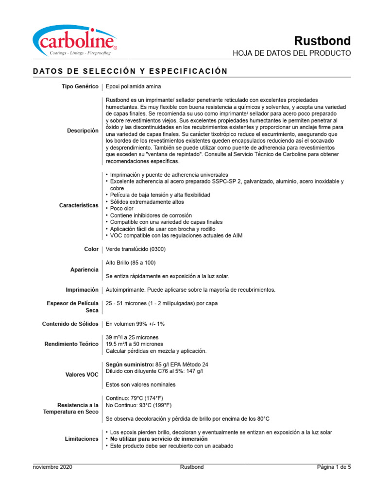 Rustbond PDS | PDF | Ventilación (Arquitectura) | Humedad