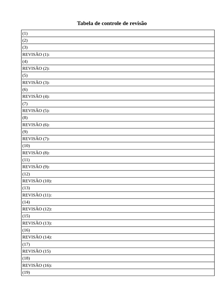 Tabela de Controle de Revisão | PDF