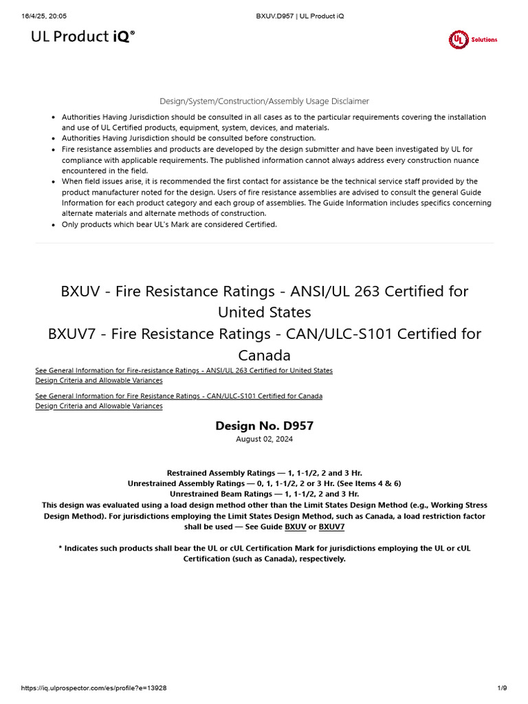 BXUV.D957 - UL Product Iq | PDF | Concrete | Materials