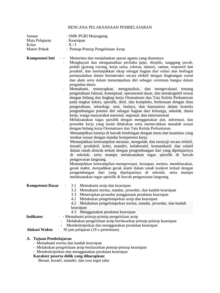 RPP Kearsipan (Pak) | PDF