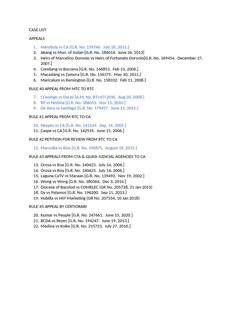 Case List | PDF