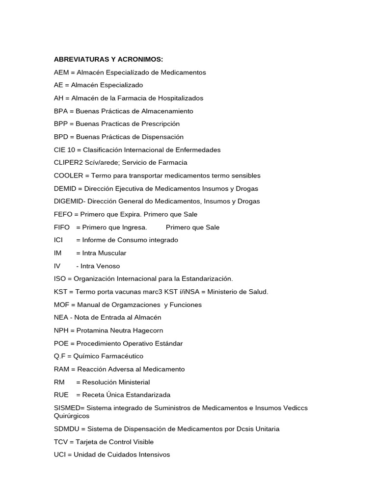 AEM y BPA: Acrónimos en Farmacia | PDF