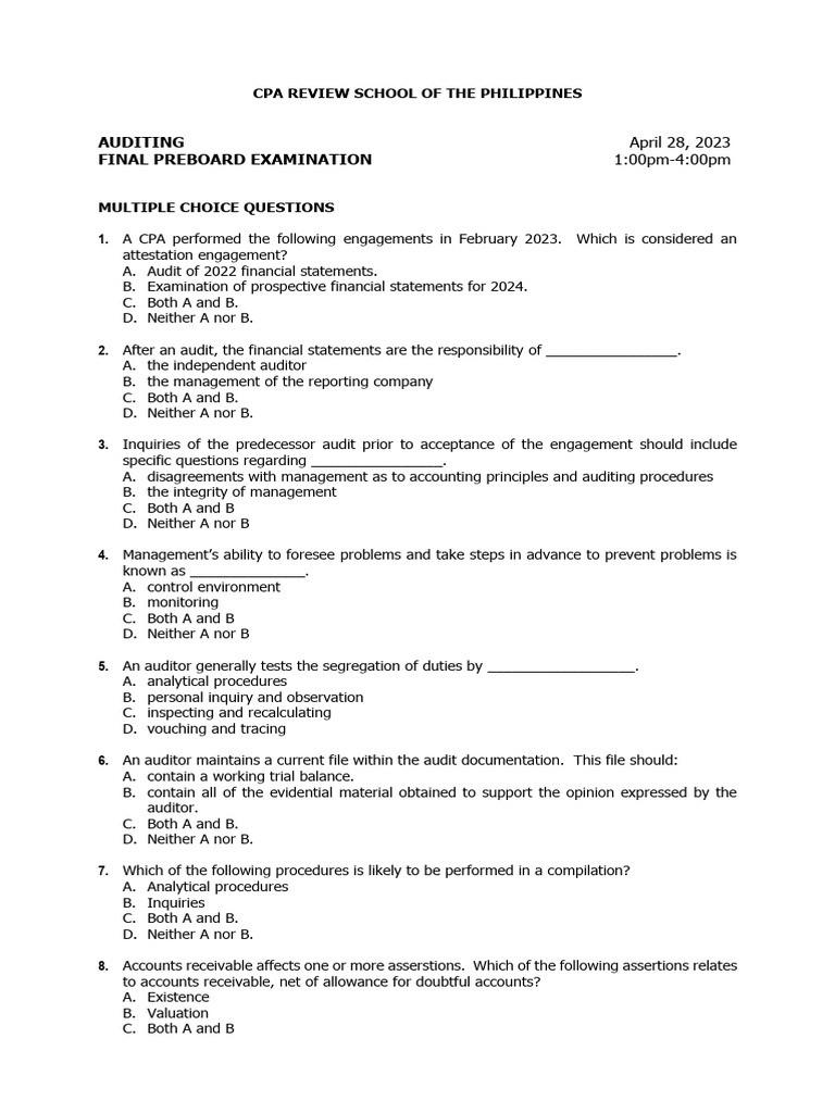 CPAR AUD 2305 Final Preboard (70) | PDF | Audit | Auditor's Report