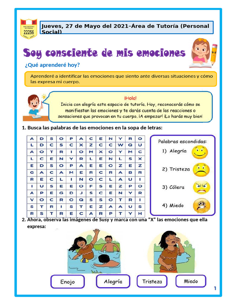 Conociendo mis emociones y cuerpo | PDF
