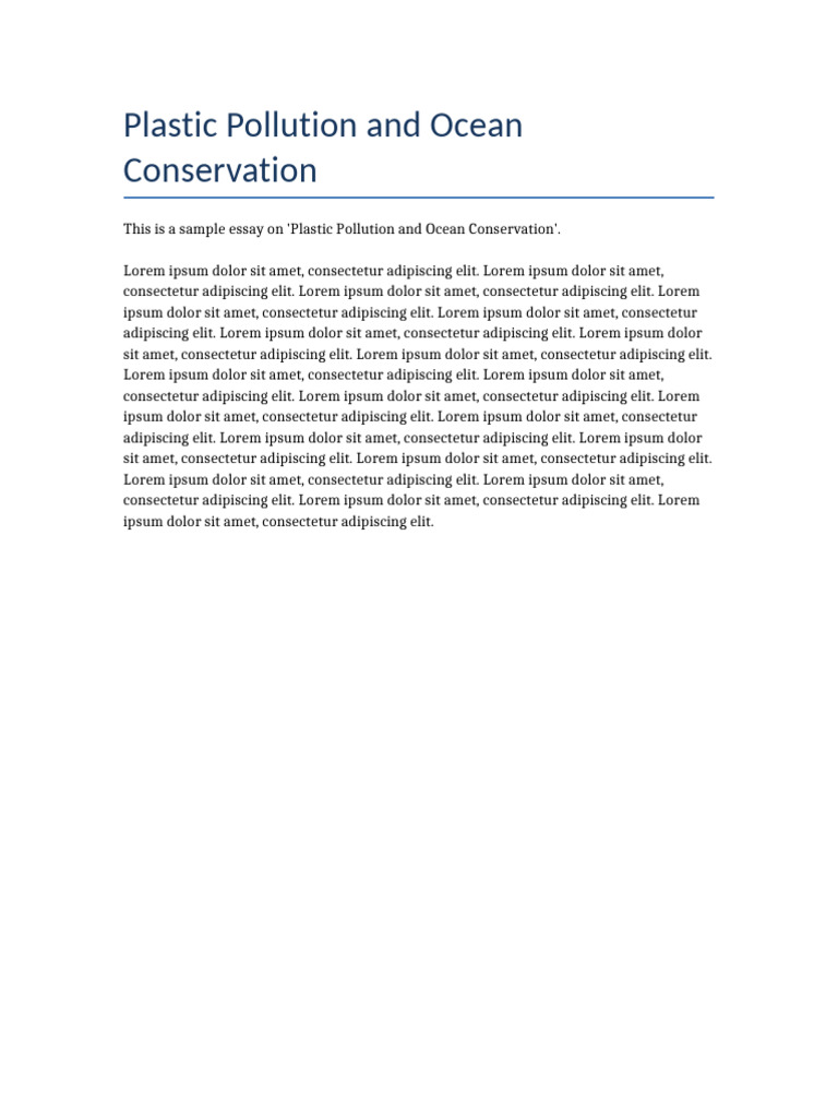 Plastic Pollution & Ocean Conservation | PDF