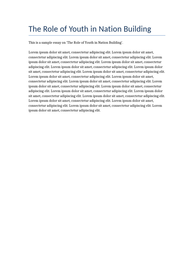The Role of Youth in Nation Building | PDF