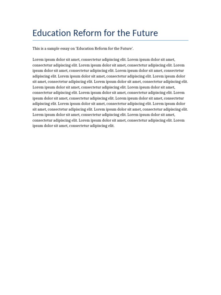 Education Reform For The Future | PDF