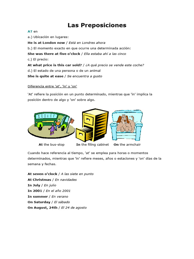 Uso y Diferencias de Preposiciones en Inglés | PDF