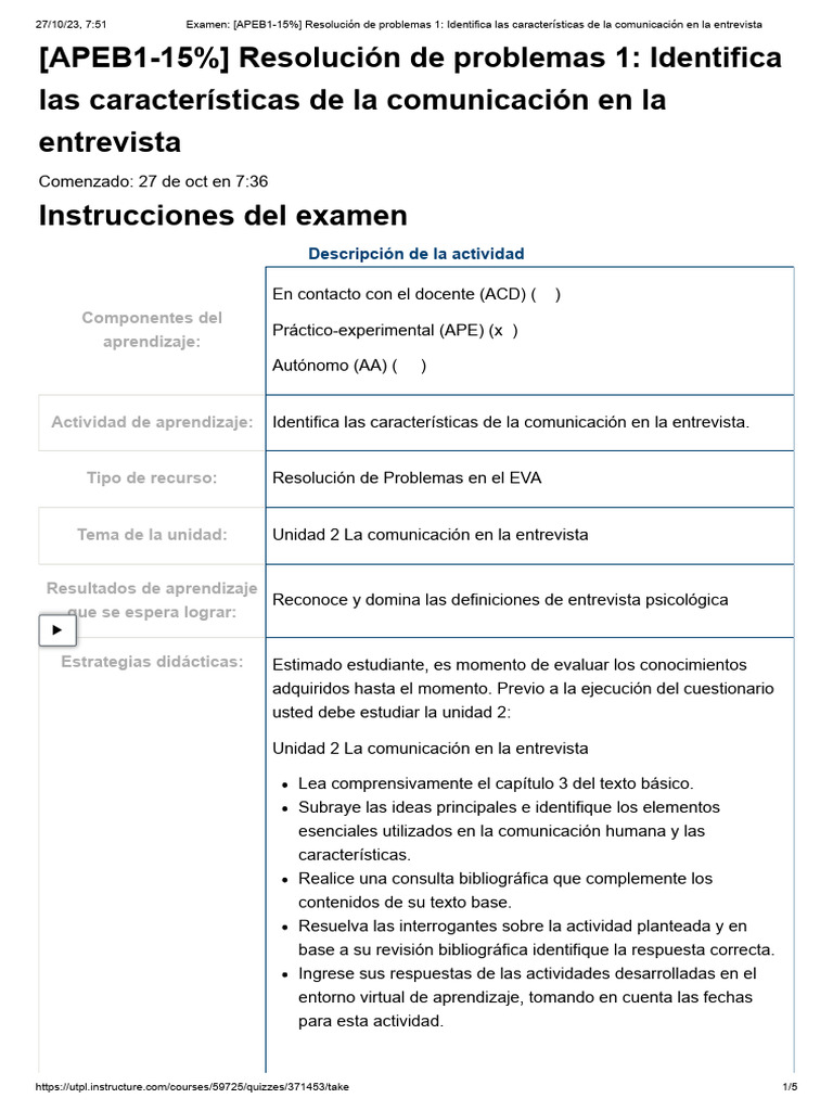 Examen - (APEB1-15%) Resolución de Problemas 1 - Identifica Las Características de La ...