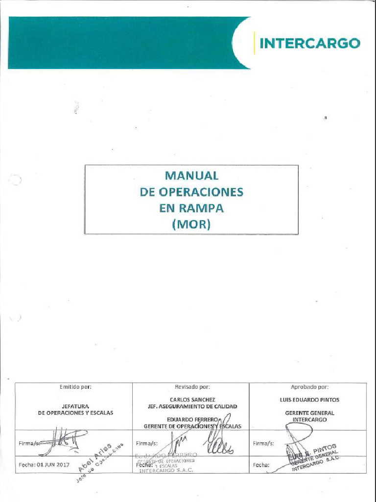 Manual de Operaciones Rampa (Mor) Intercargo | PDF | Aviación