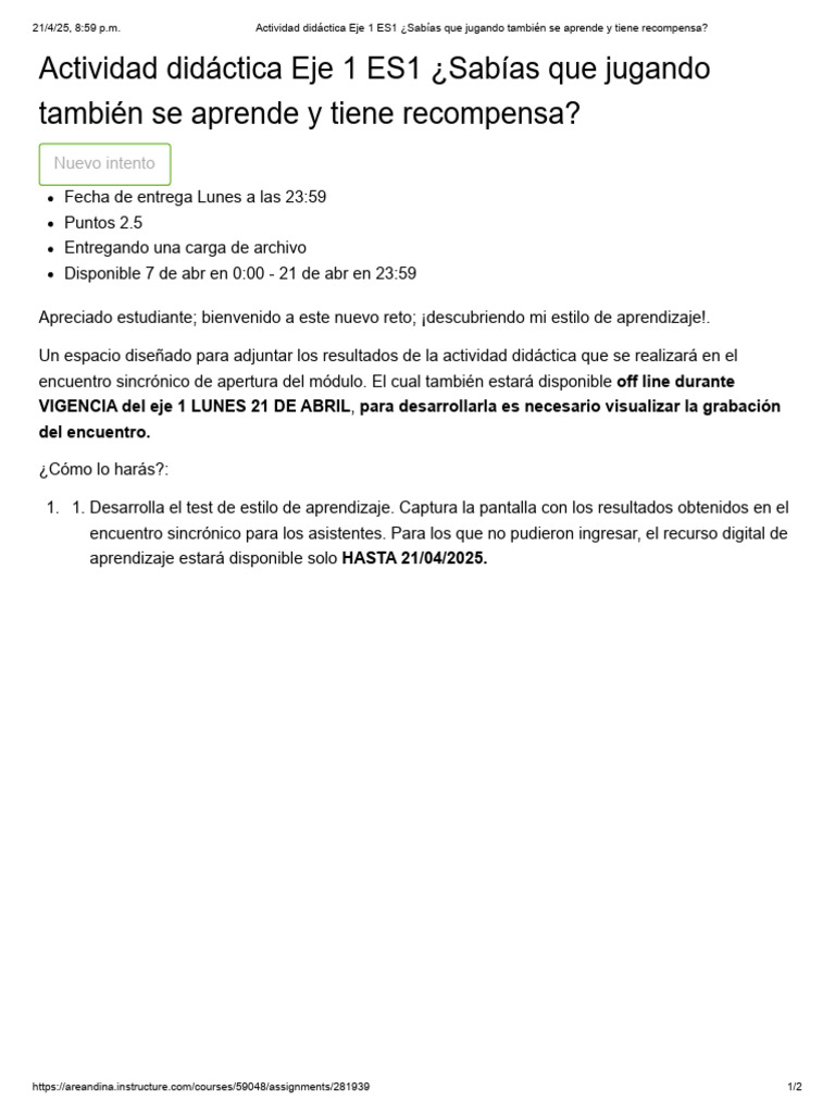Actividad didáctica Eje 1 ES1 ¿Sabías que jugando también se aprende y tiene recompensa_ | PDF