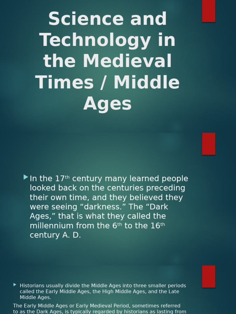 Science and Technology in The Medieval Times - Middle Ages | PDF ...