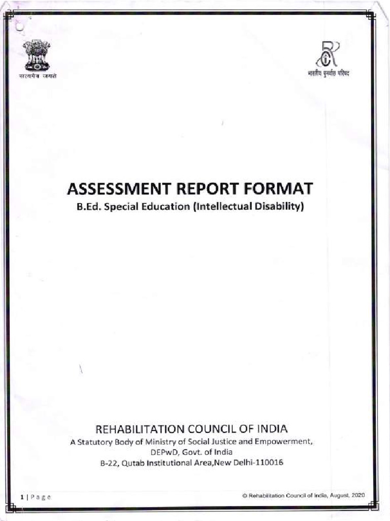 Assessment Report Formar Rci | PDF | Learning | Disability