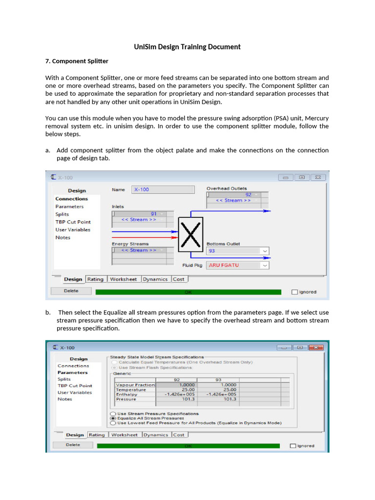 Component Splitter in UniSim Design | PDF