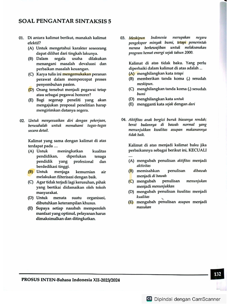 Soal - Sintaksis 5 | PDF