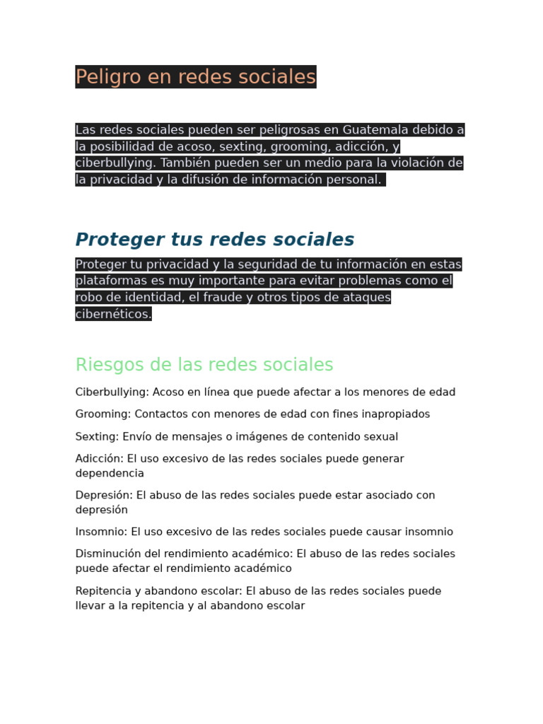 Peligro en Redes Sociales | PDF