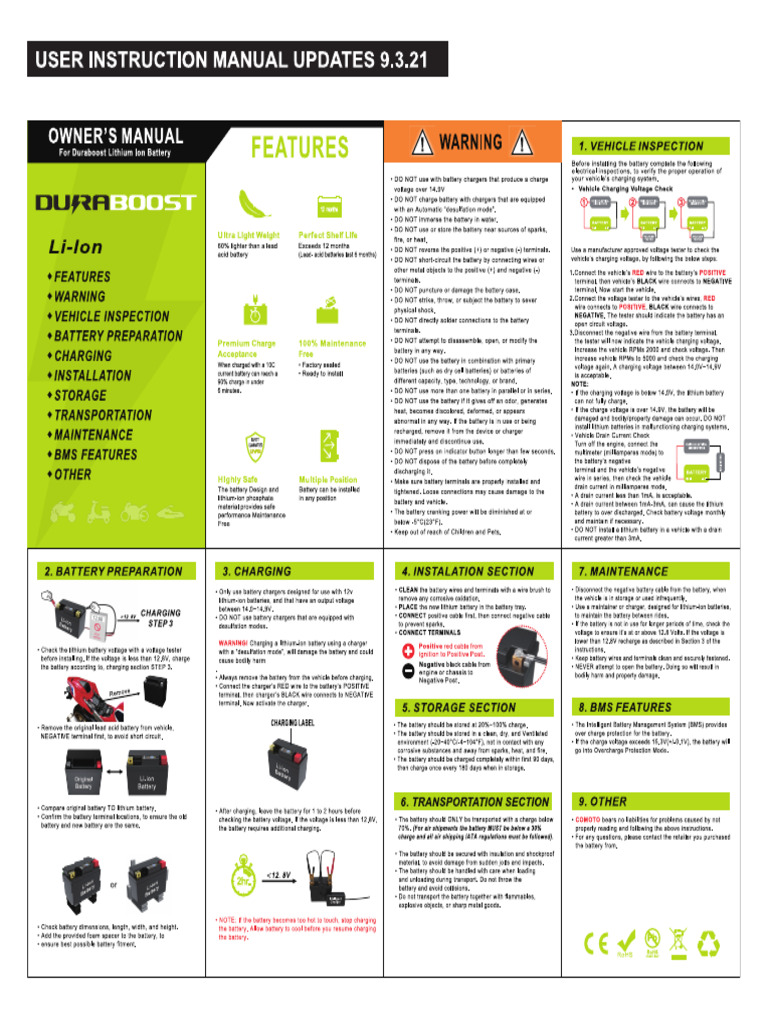 LITHIUM BATTERY INSTRUCTIONS Updates 9.3.21 | PDF