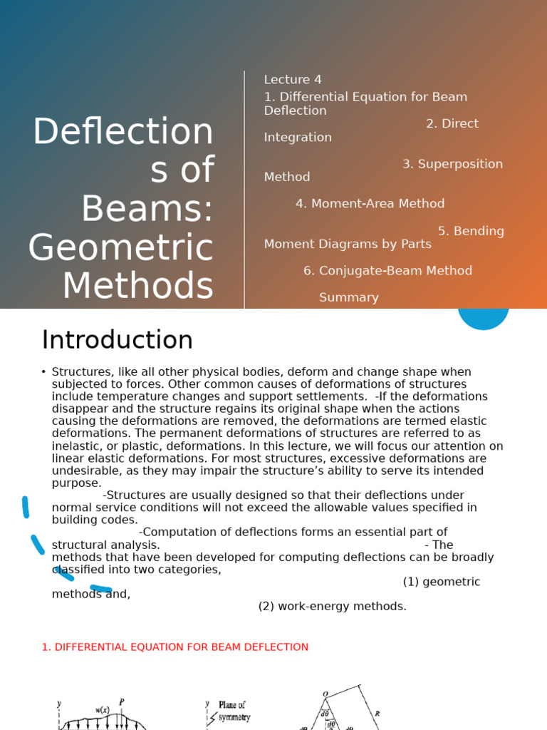 Lecture 4, Defl. of Beams, Geometric | PDF | Beam (Structure) | Bending