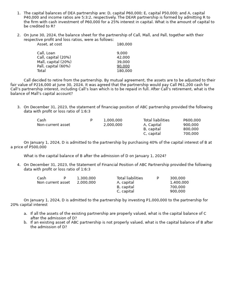 Partnership Capital Adjustments Explained | PDF | Balance Sheet | Partnership