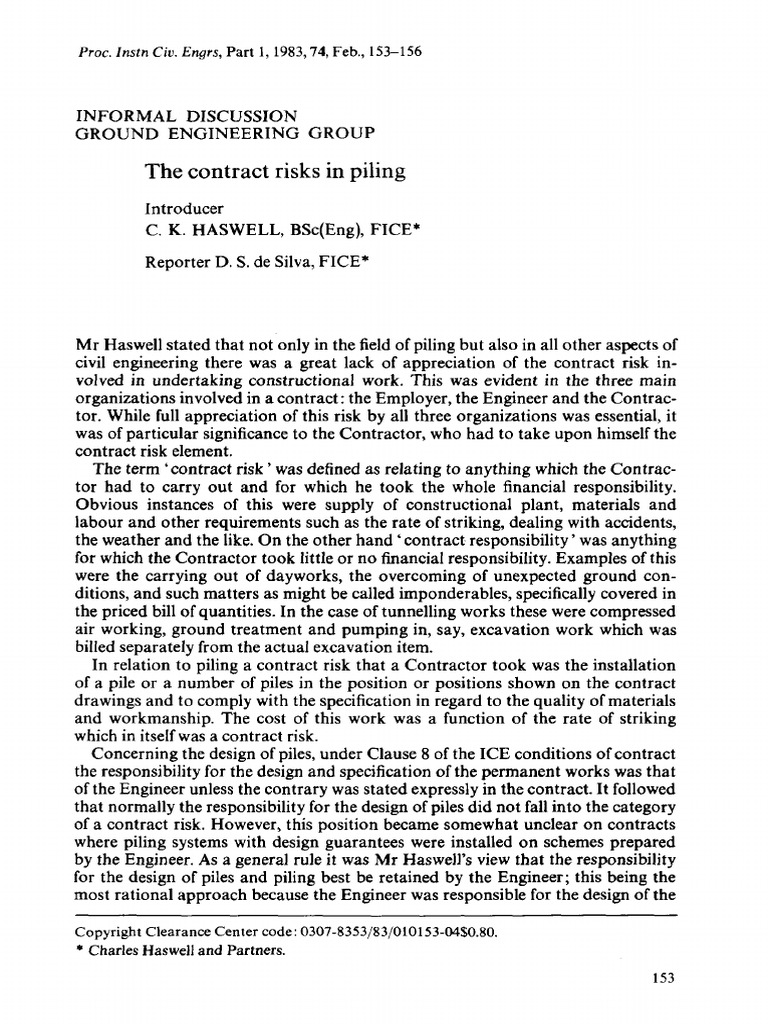 Contractual Risk in Piling Works | PDF | Insurance | Deep Foundation