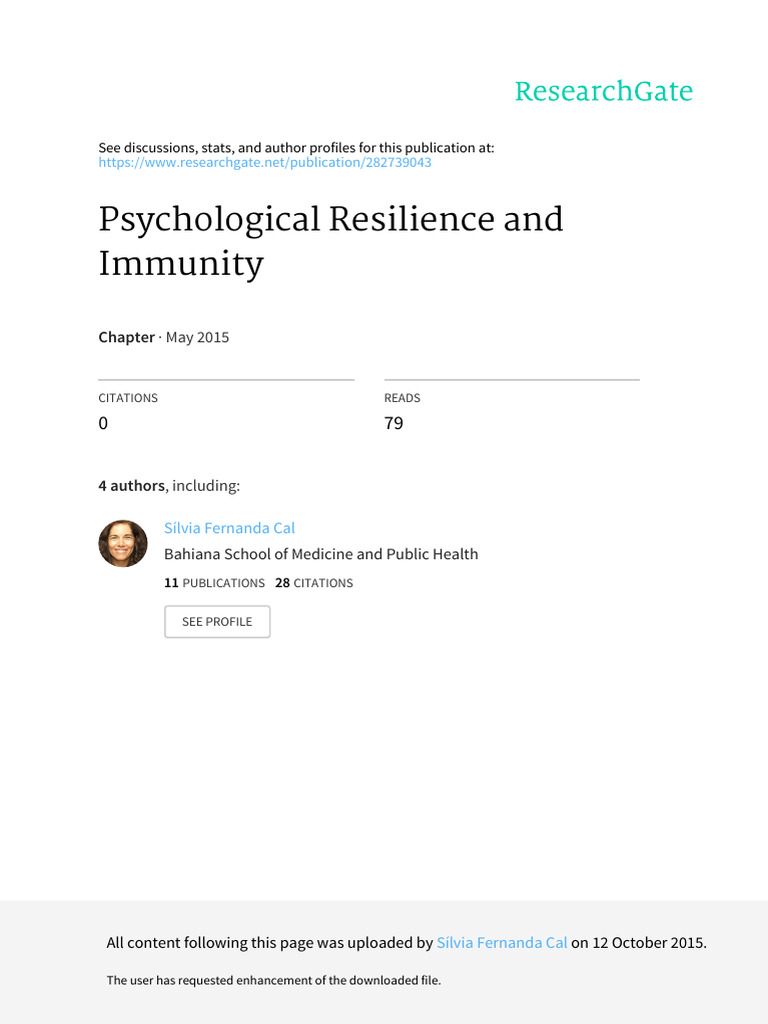 Psychological Resilience and Immunity | PDF | Psychological Resilience ...