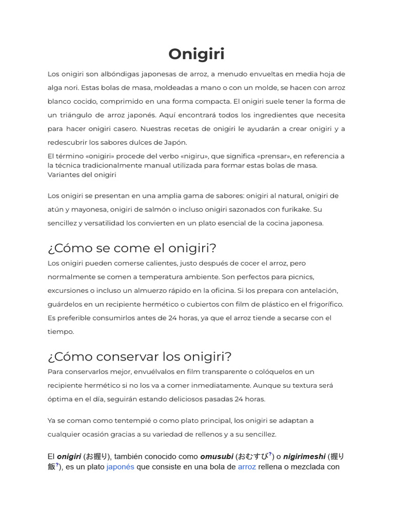 Onigiri | PDF | Cocina japonesa | Cocina asiática