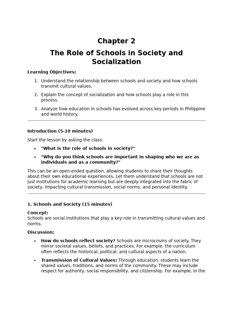 Schools' Role in Society and Socialization | PDF | Socialization ...