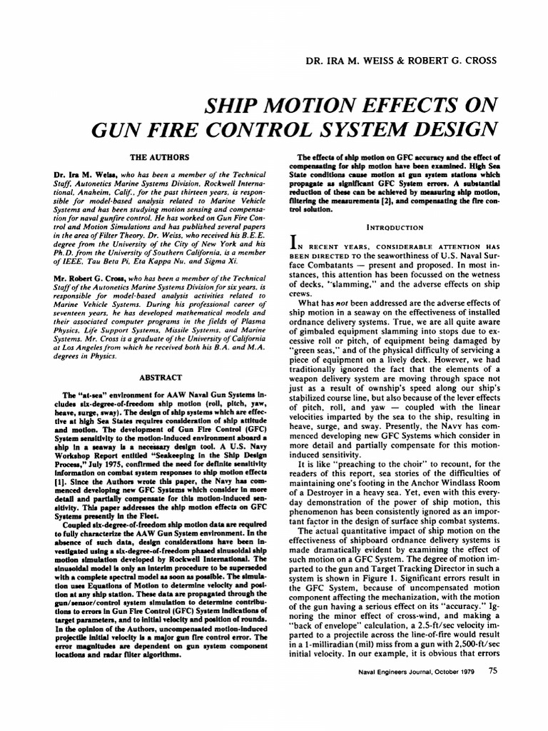 Ship Motion Effects on Gun Fire Control System Design | PDF | Least ...