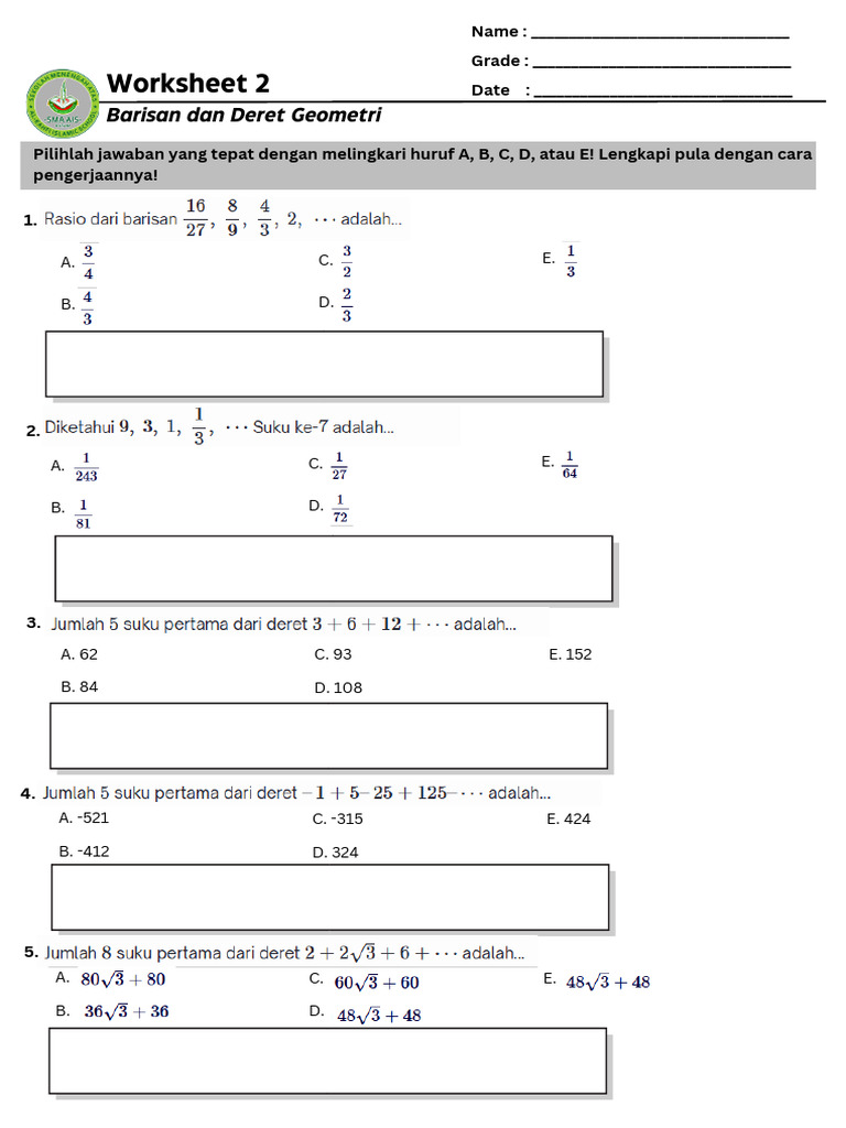 WS Deret Barisan Geometri | PDF