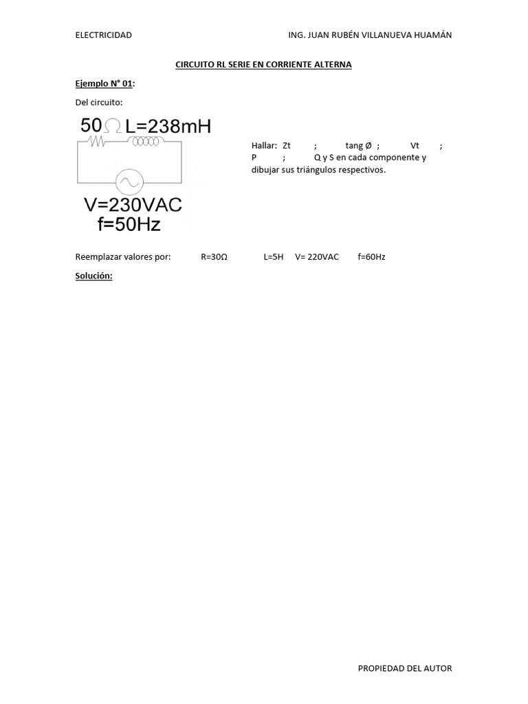 PROBLEMAS DE CIRCUITO RLC SERIE EN CORRIENTE ALTERNA (2) | PDF | Electricidad | Alimentación de CA