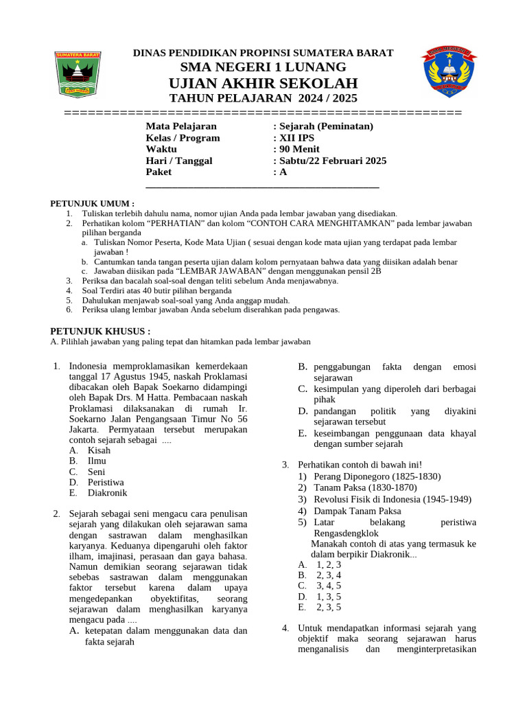 Soal Uas 2024-2025 | PDF