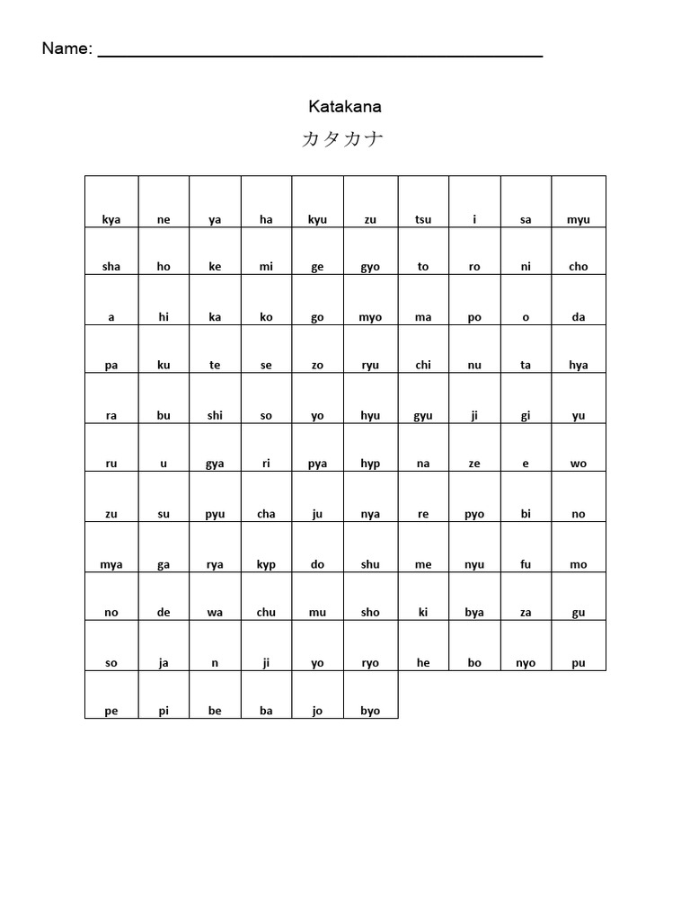 Hiragana Katakana Test | PDF