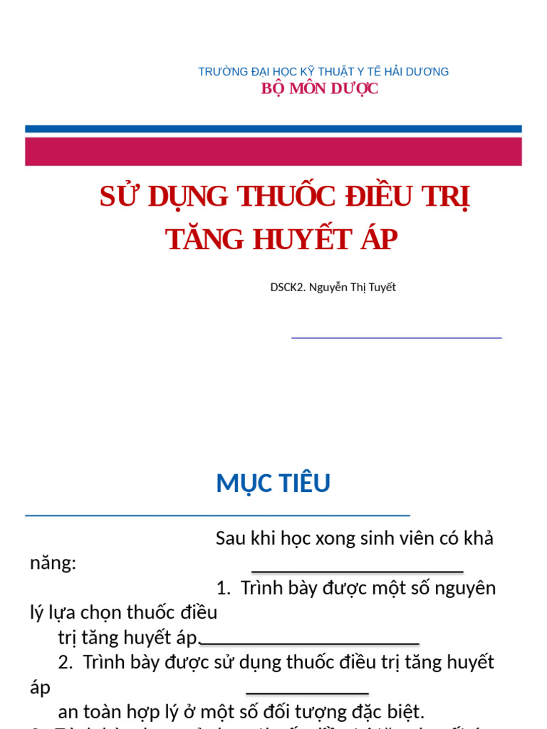 Bài 9 Thuoc Dieu Tri Tang Huyet AP S A | PDF