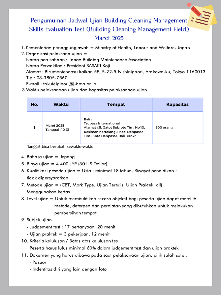 Ujian SSW Building Cleaning 2025 | PDF