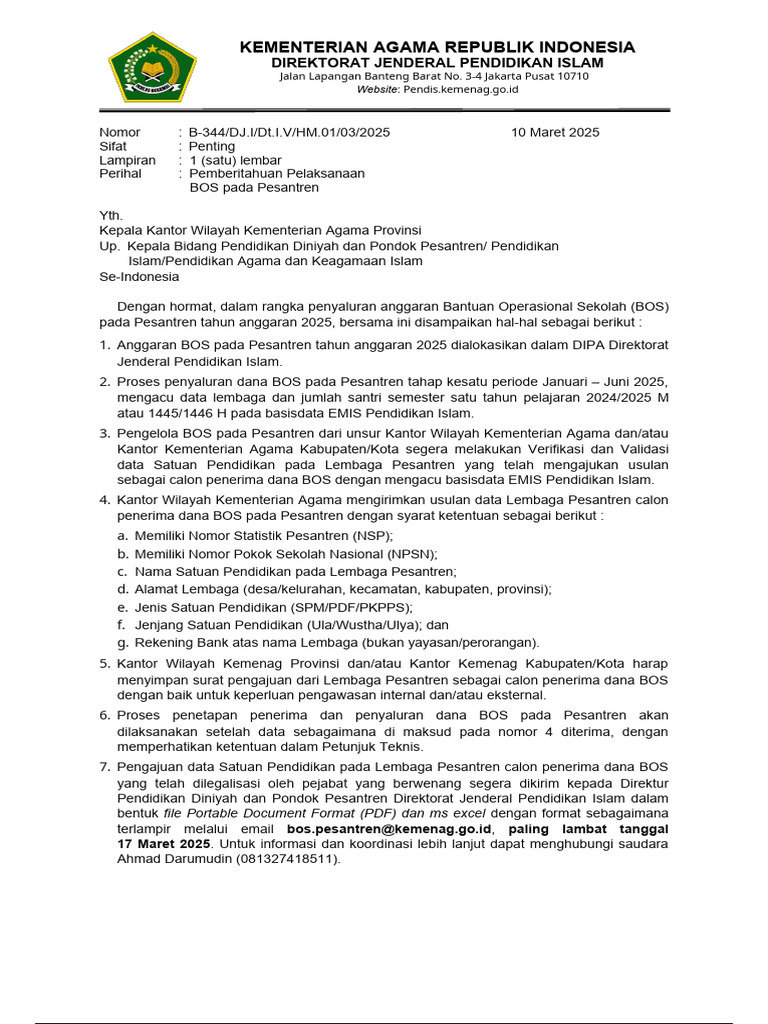 2025031410220920250313112414surat Edaran Bos Ta 2025 | PDF