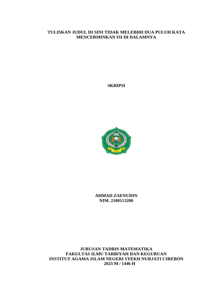 Template Skripsi UINSSC | PDF