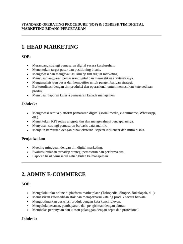 Standard Operating Procedure | PDF