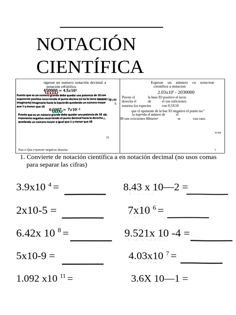 Notación Científica | PDF | Notación Matemática | Aritmética