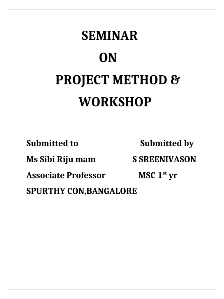Workshop and Project Method Word | PDF | Learning | Teachers