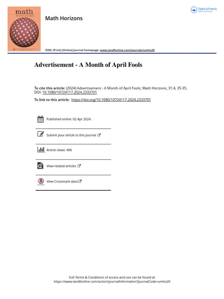 Advertisement - A Month of April Fools | PDF