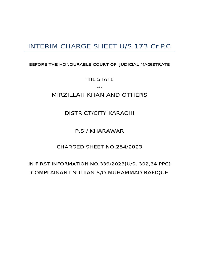 Interim Charge Sheet Sultan | PDF