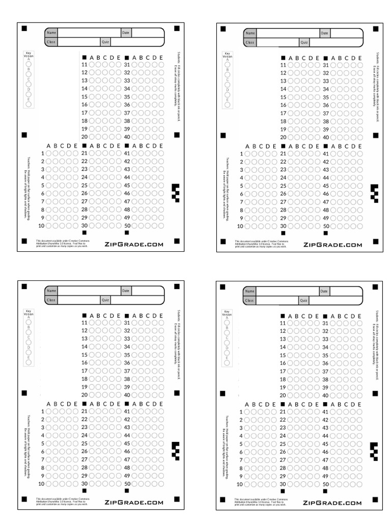 Zipgrade 4 Sheets | PDF