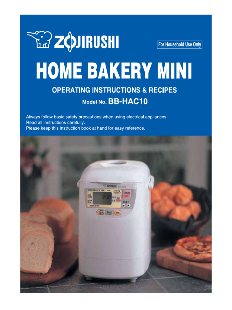 Zojirushi BB HAC10 Home Bakery Mini Breadmaker Instructions Manual | PDF