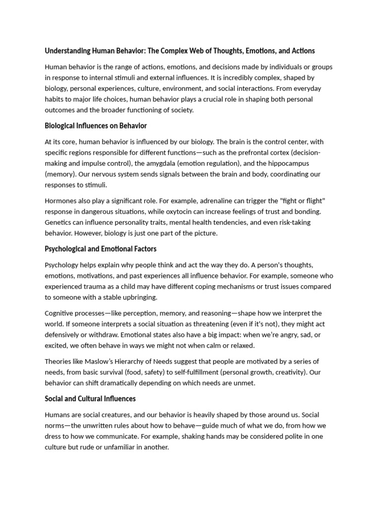 Understanding Human Behaviour | PDF | Emotions | Cognition